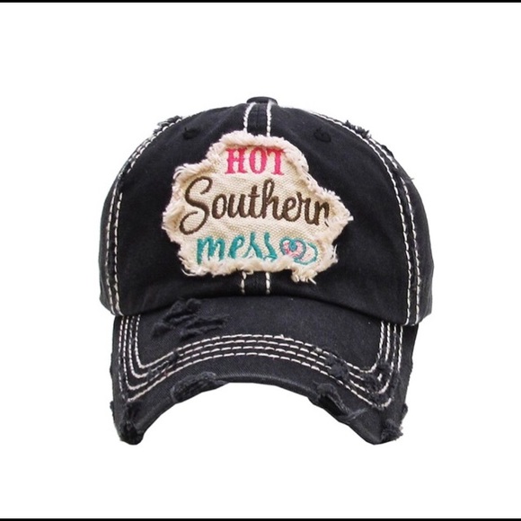 KBETHOS | Accessories | Hot Southern Mess Distressed Denim Cap | Poshmark